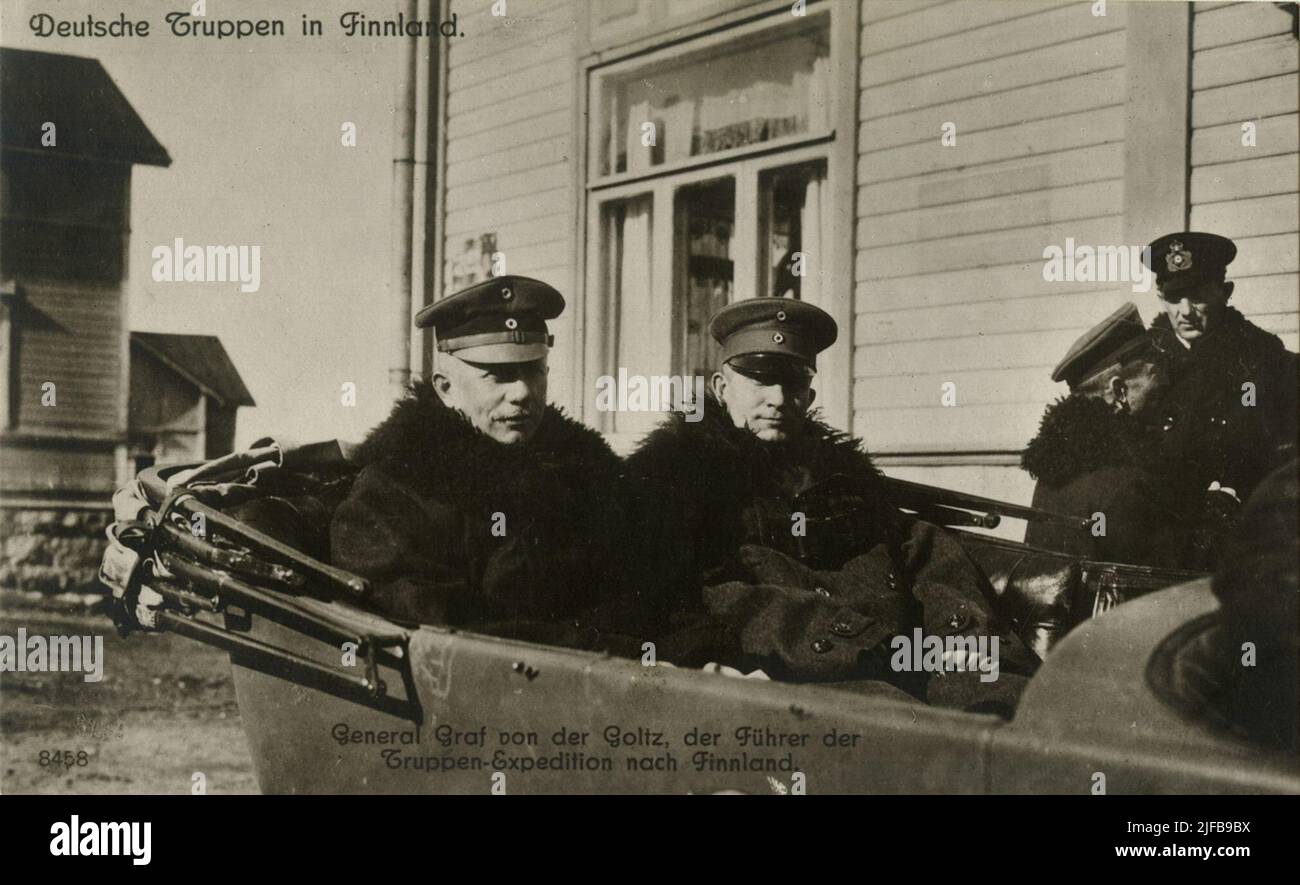 German troops in Finland. General von der Goltz, commander of the ...