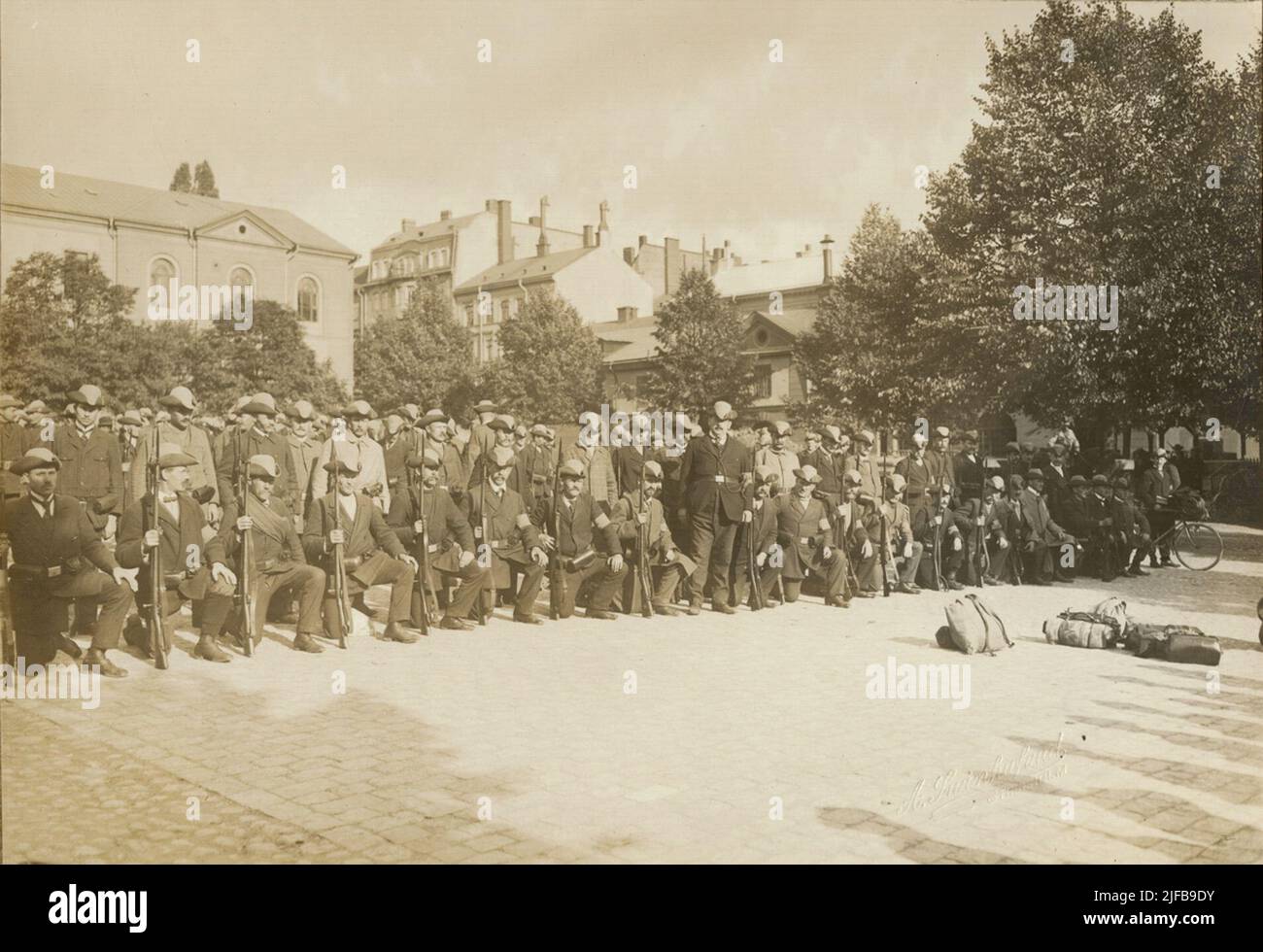 Landstormen's mobilization in 1914, Artillerigården setting outside the ...