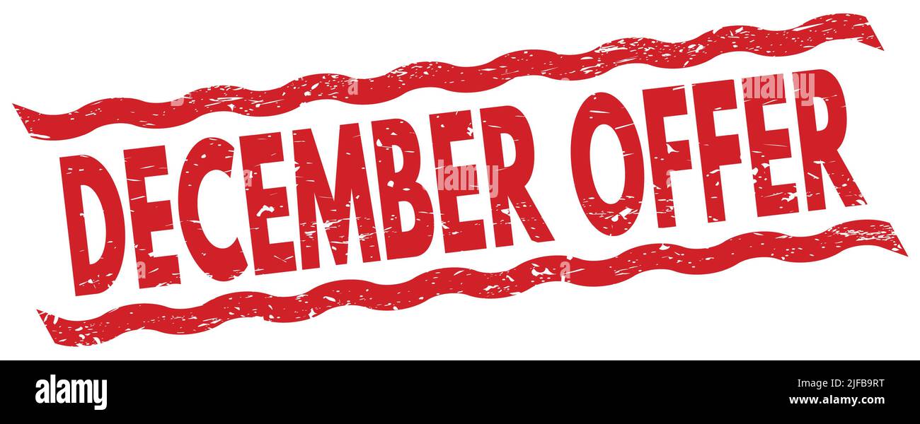 DECEMBER OFFER text written on red lines stamp sign Stock Photo - Alamy