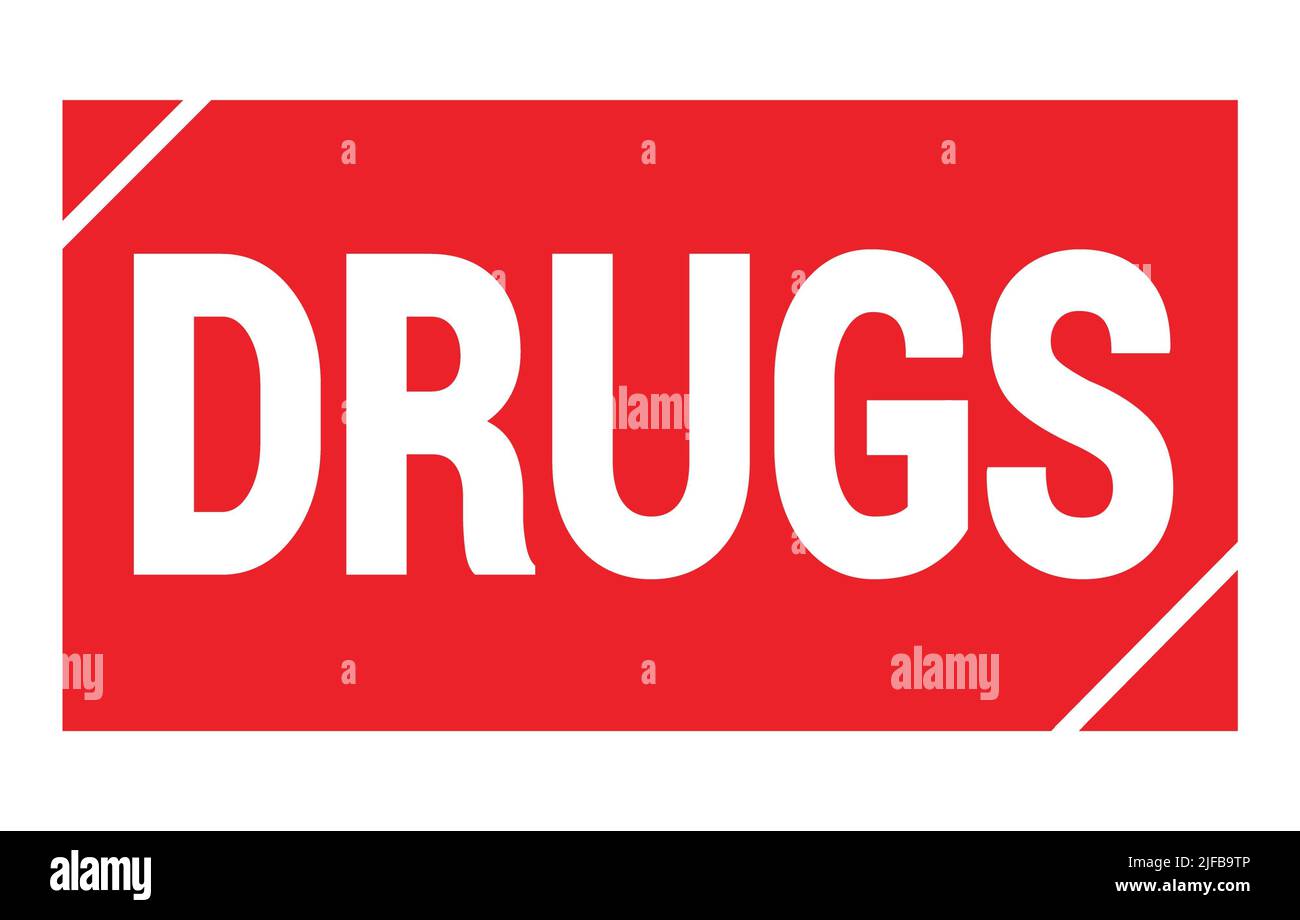 DRUGS text written on red rectangle stamp sign Stock Photo - Alamy