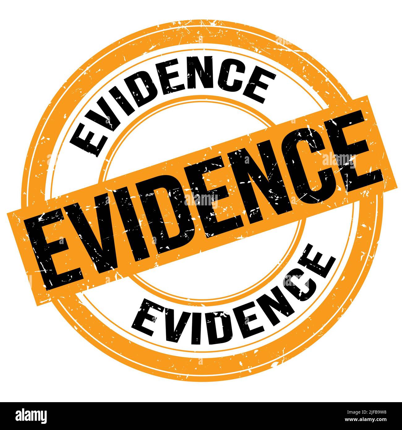 EVIDENCE text written on orange-black round grungy stamp sign Stock ...