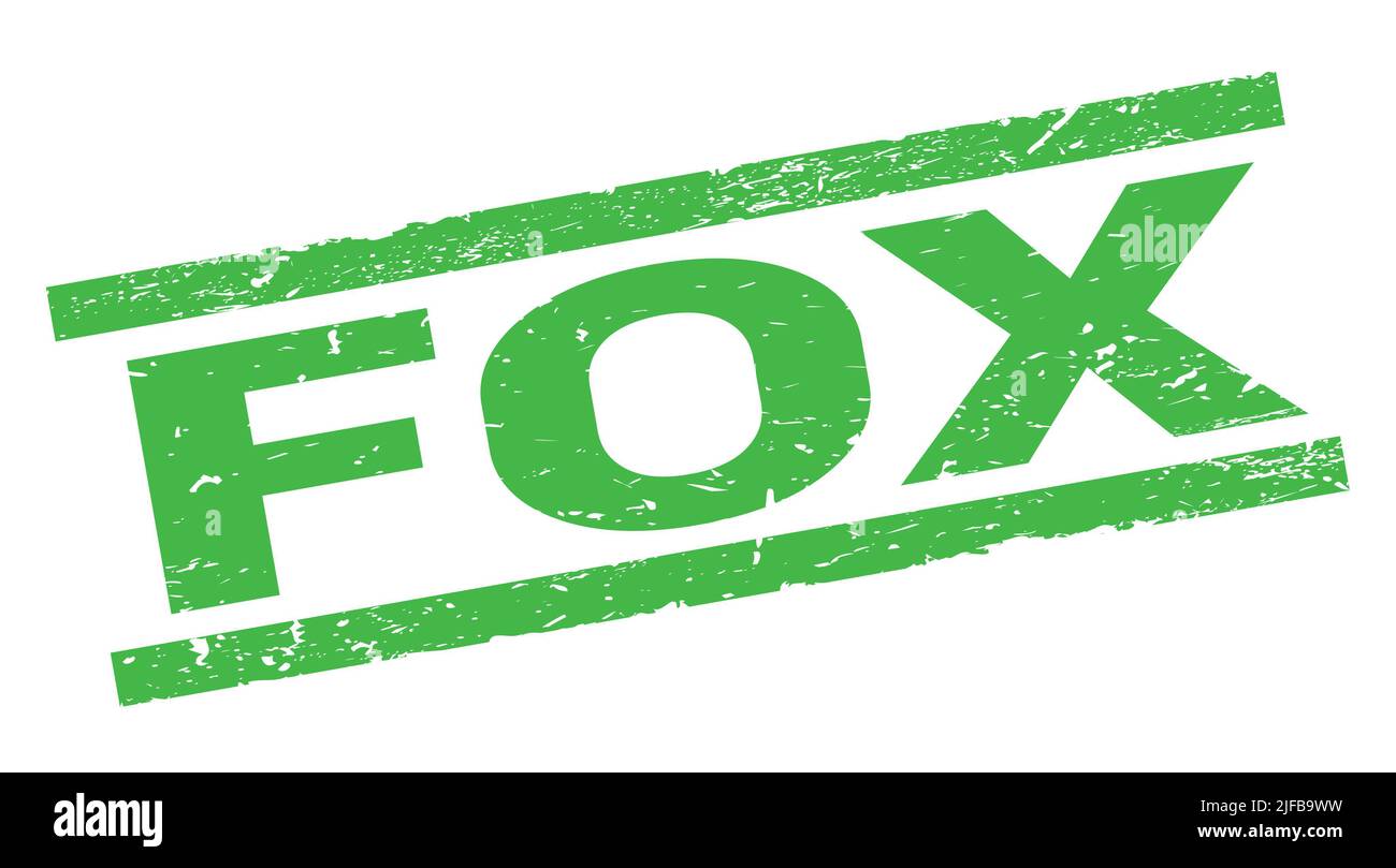 FOX text written on green rectangle stamp sign Stock Photo - Alamy