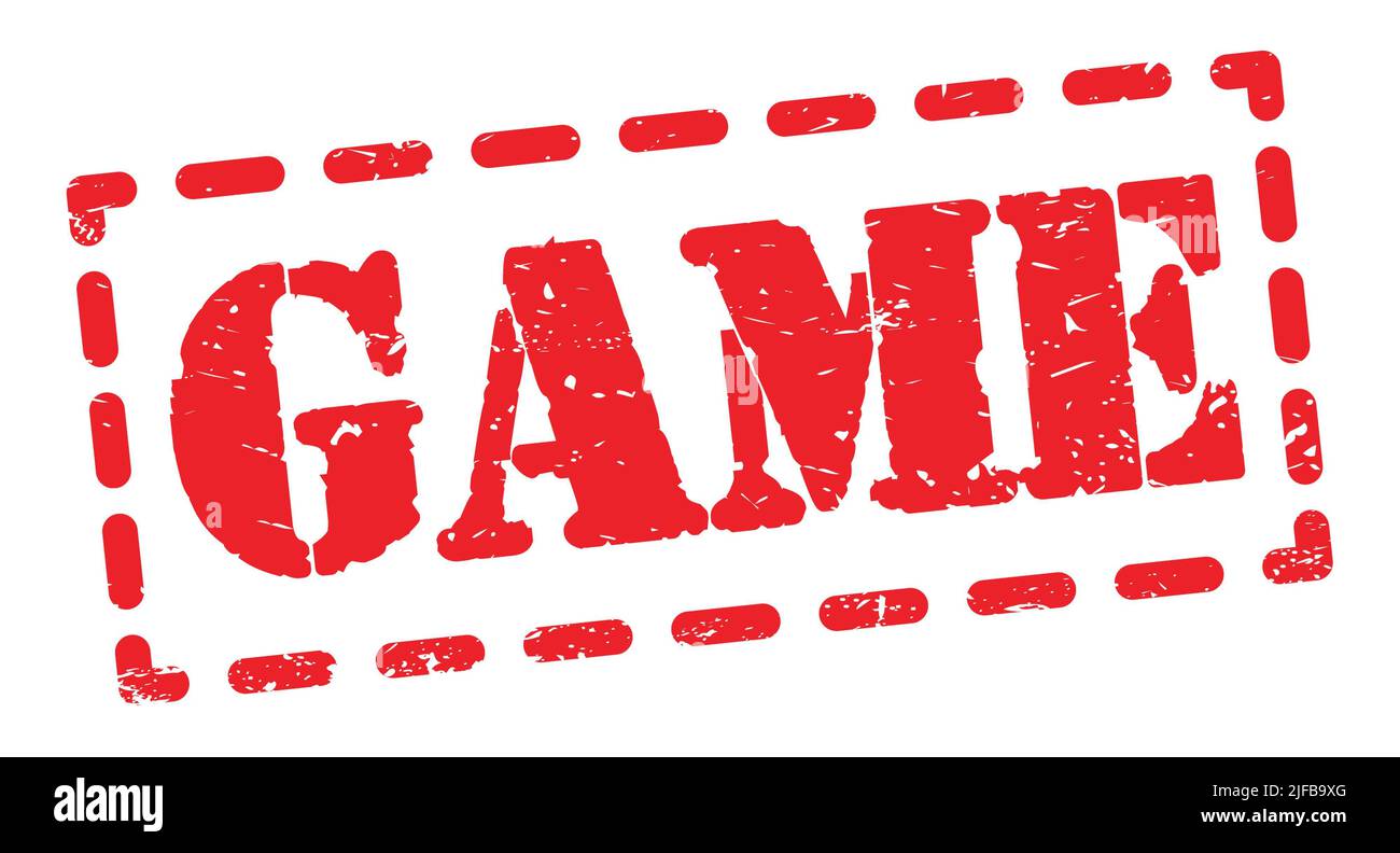 GAME text written on red dash stamp sign Stock Photo - Alamy