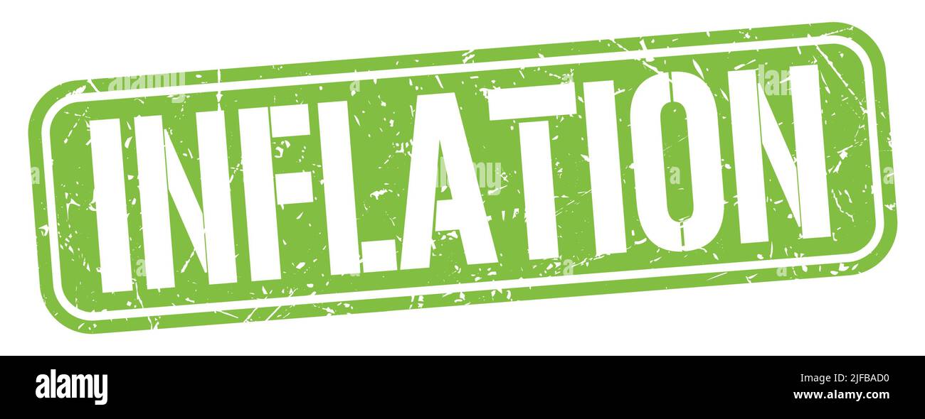 INFLATION text written on green grungy stamp sign Stock Photo - Alamy