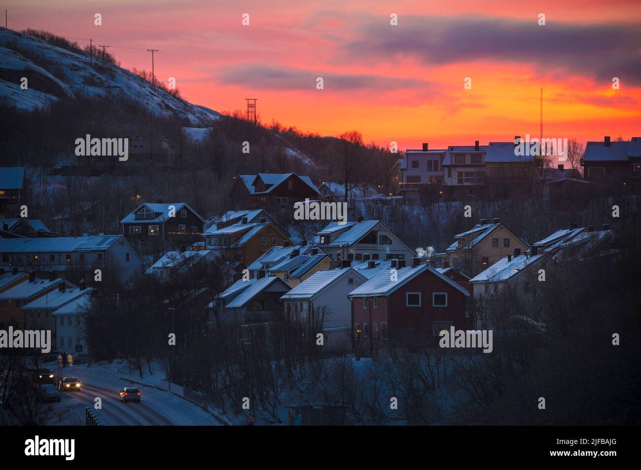 Norway, Lapland, County of Finnmark, municipality of Sor-Varanger, town ...