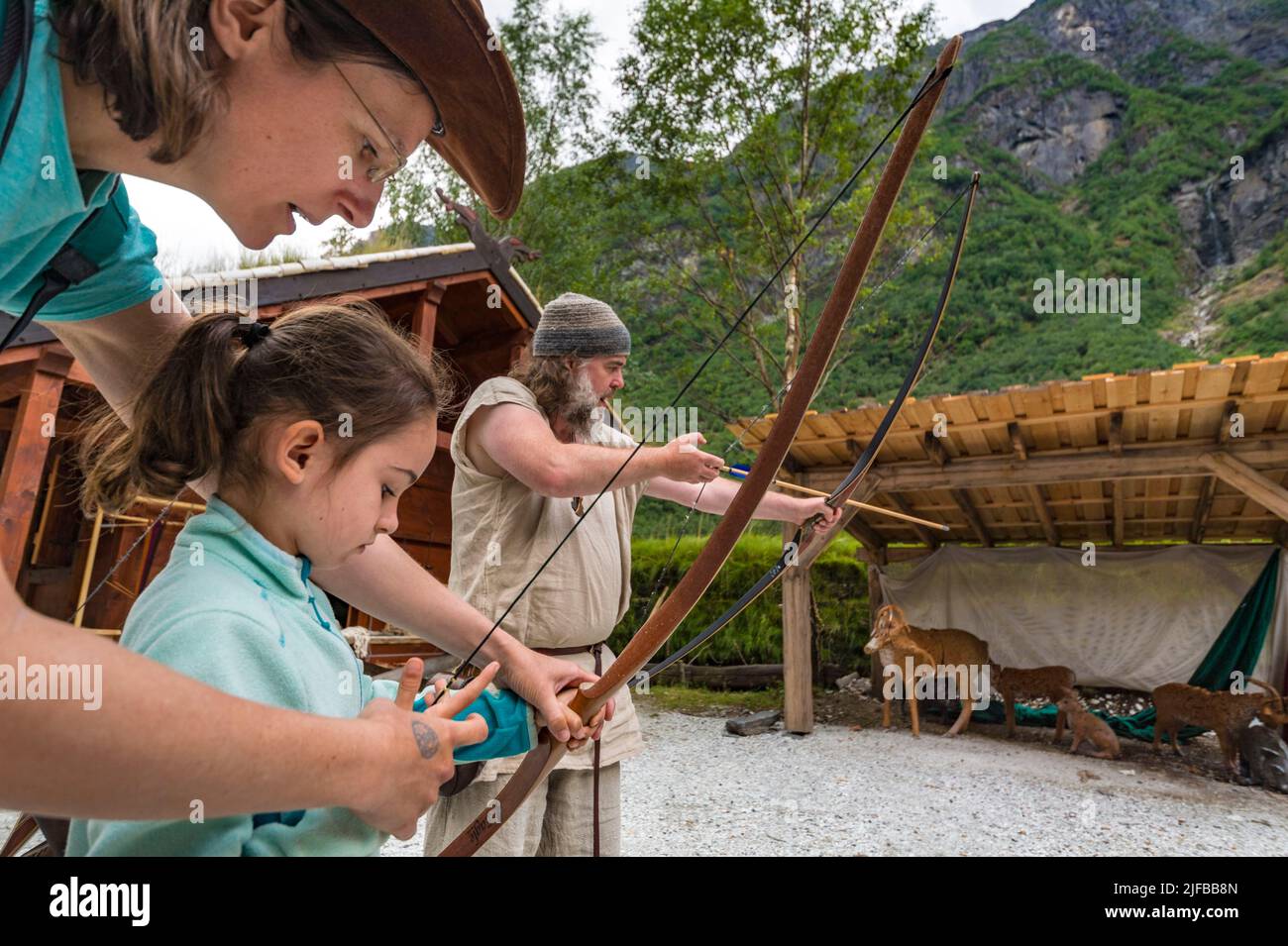 Norway, Vestland County, Naeroyfjord, Aurland, Gudvangen, Viking ...