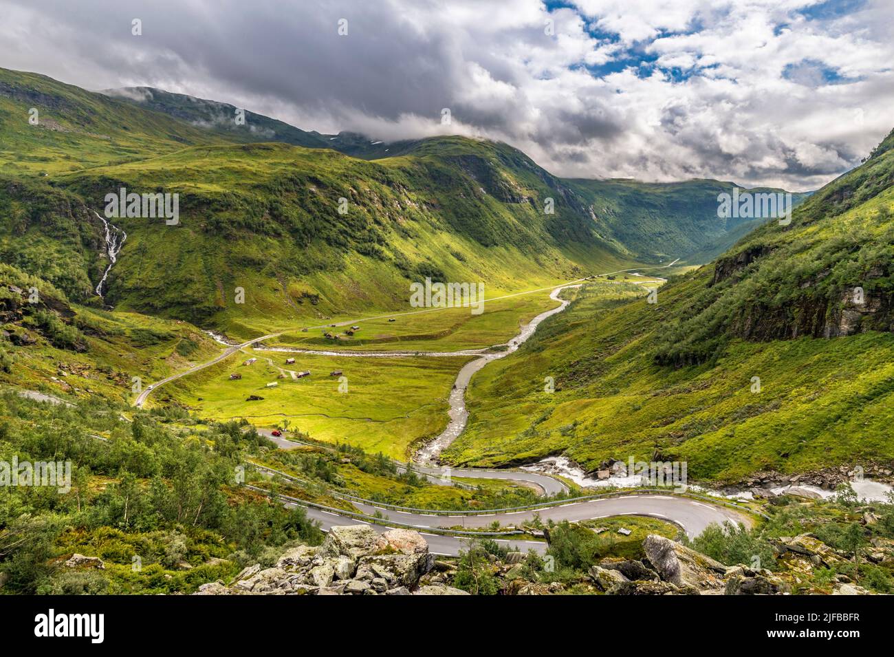 Norway, On the road to the Hardangervidda high plateau between Vik and ...