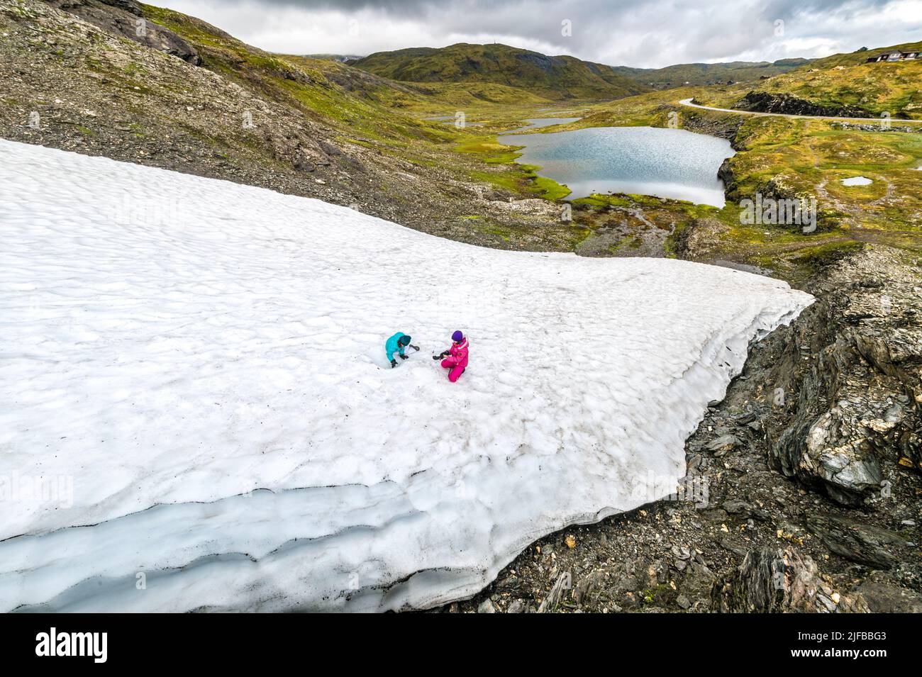 Norway, On the road to the Hardangervidda high plateau between Vik and ...