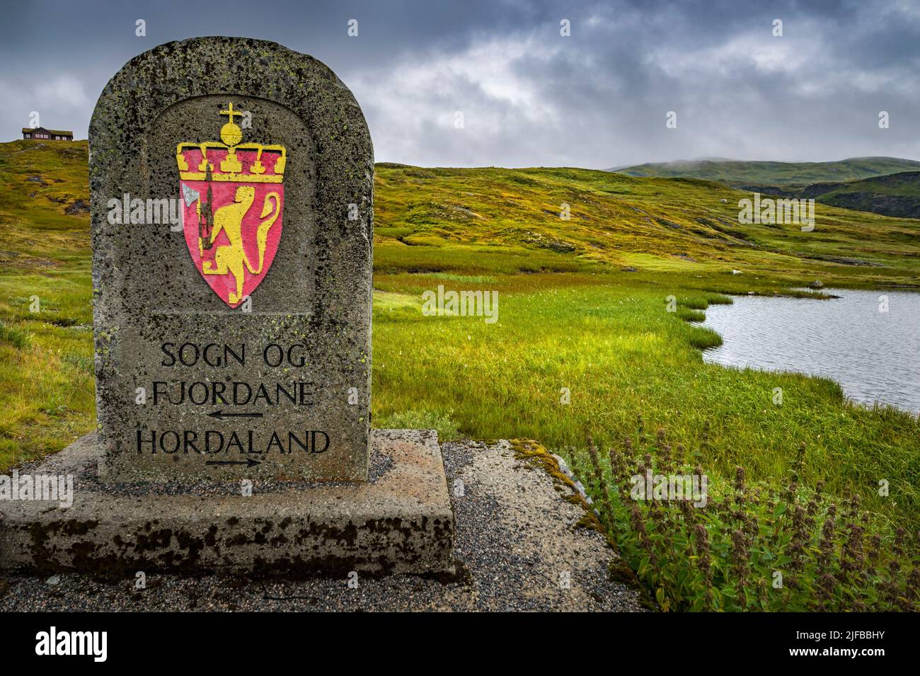 Norway, On the road to the Hardangervidda high plateau between Vik and ...