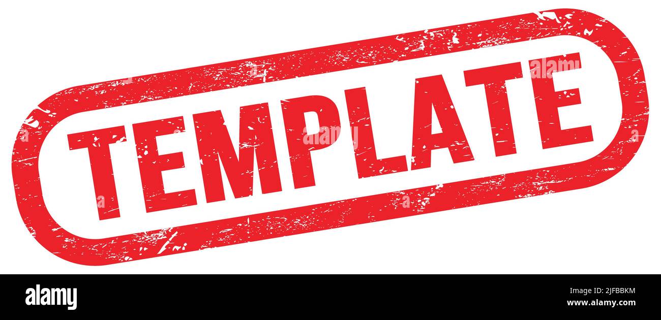 TEMPLATE, text on red rectangle stamp sign Stock Photo - Alamy