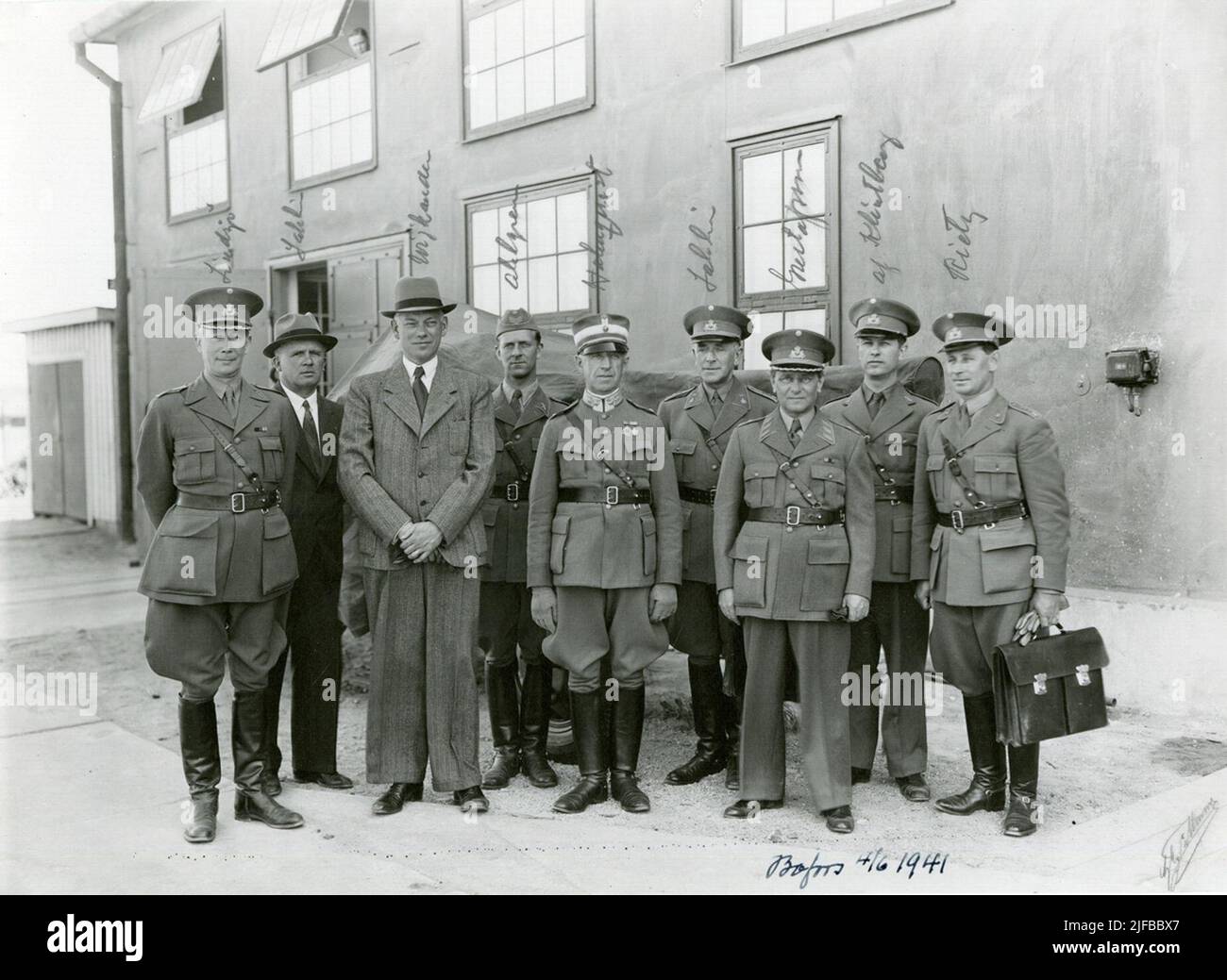 Group portrait of officers, Bofors 1941 Stock Photo - Alamy