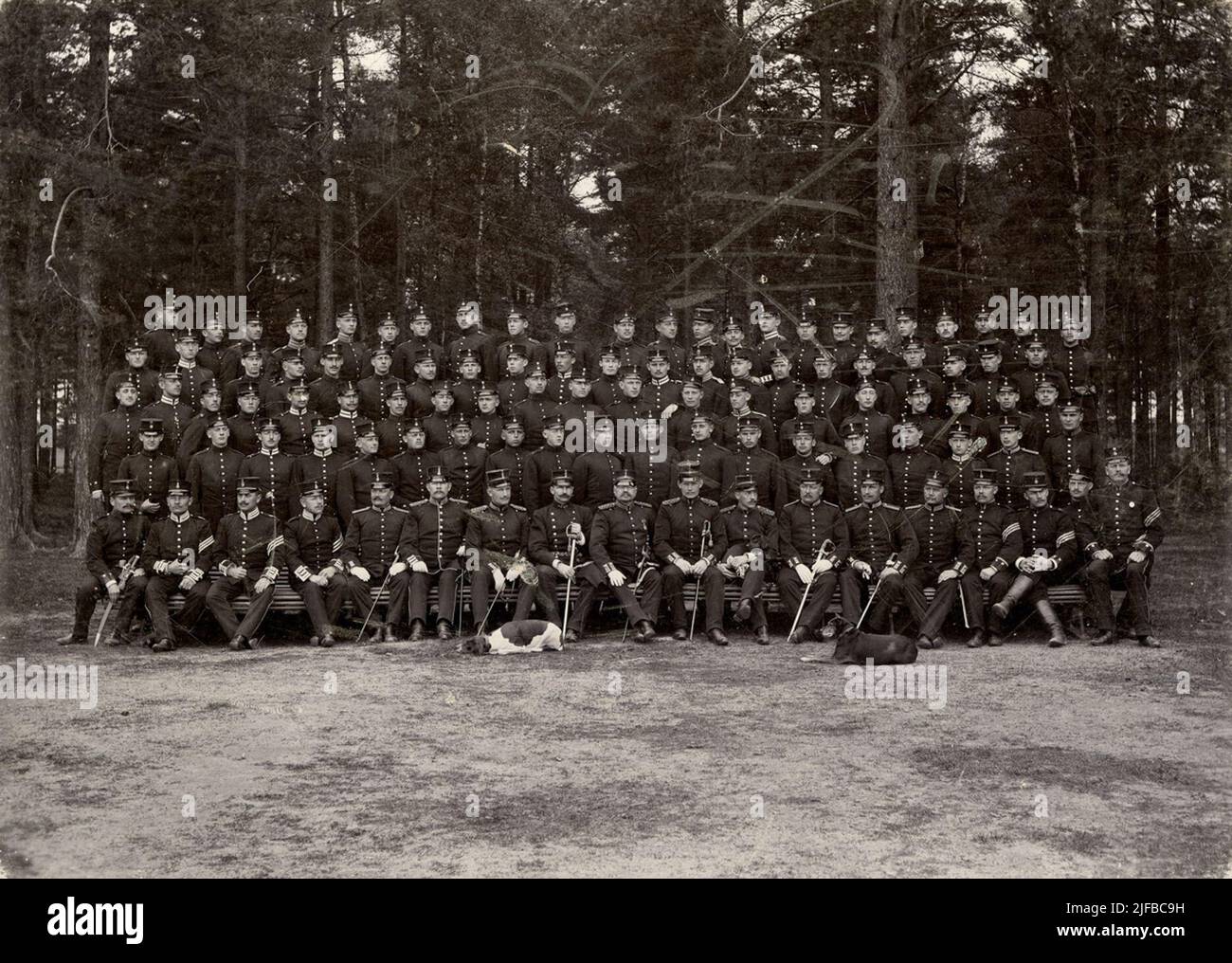 Group portrait of officers and soldiers at Volunteer School, Karlsborg ...
