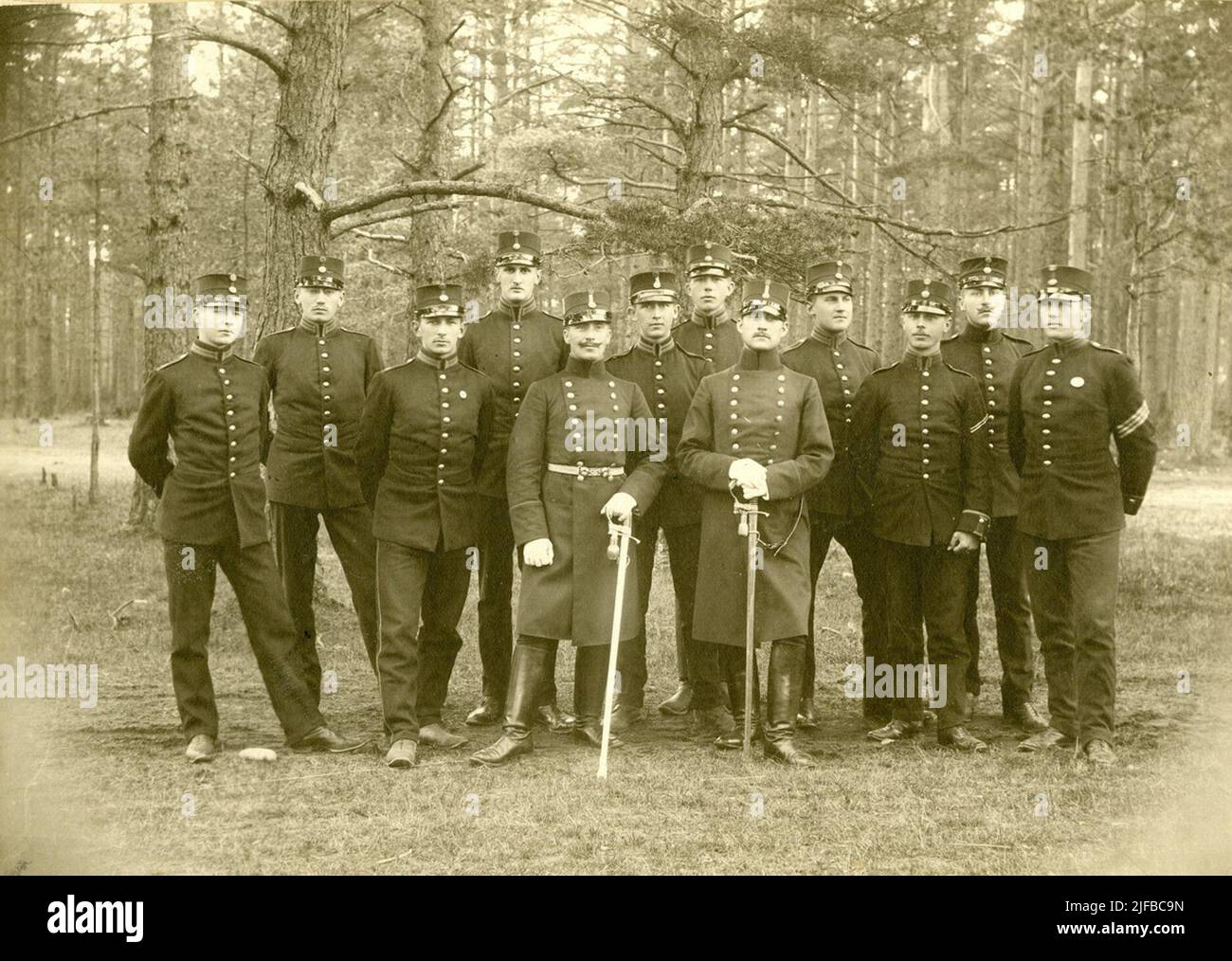 Group portrait of soldiers at Västmanland Regiment in 18, Västerås 1905 ...