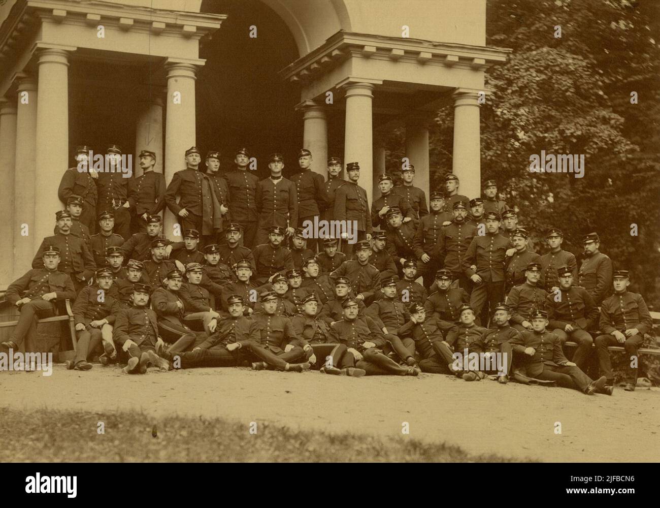 Group portrait of graduated students from the war school in 1885 Stock ...