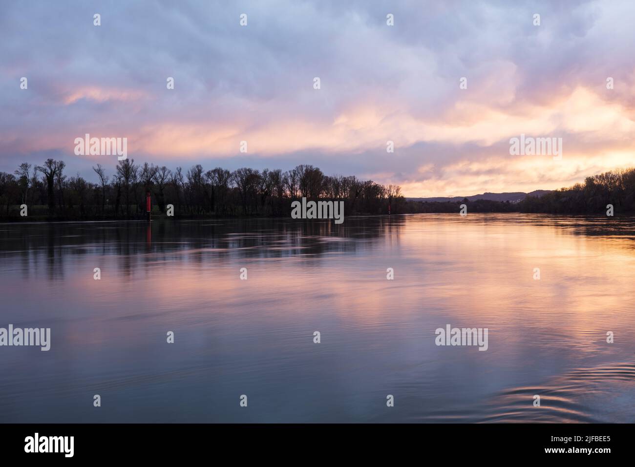 France, Vaucluse, Caderousse, view of the Rhone from the Ile de la ...