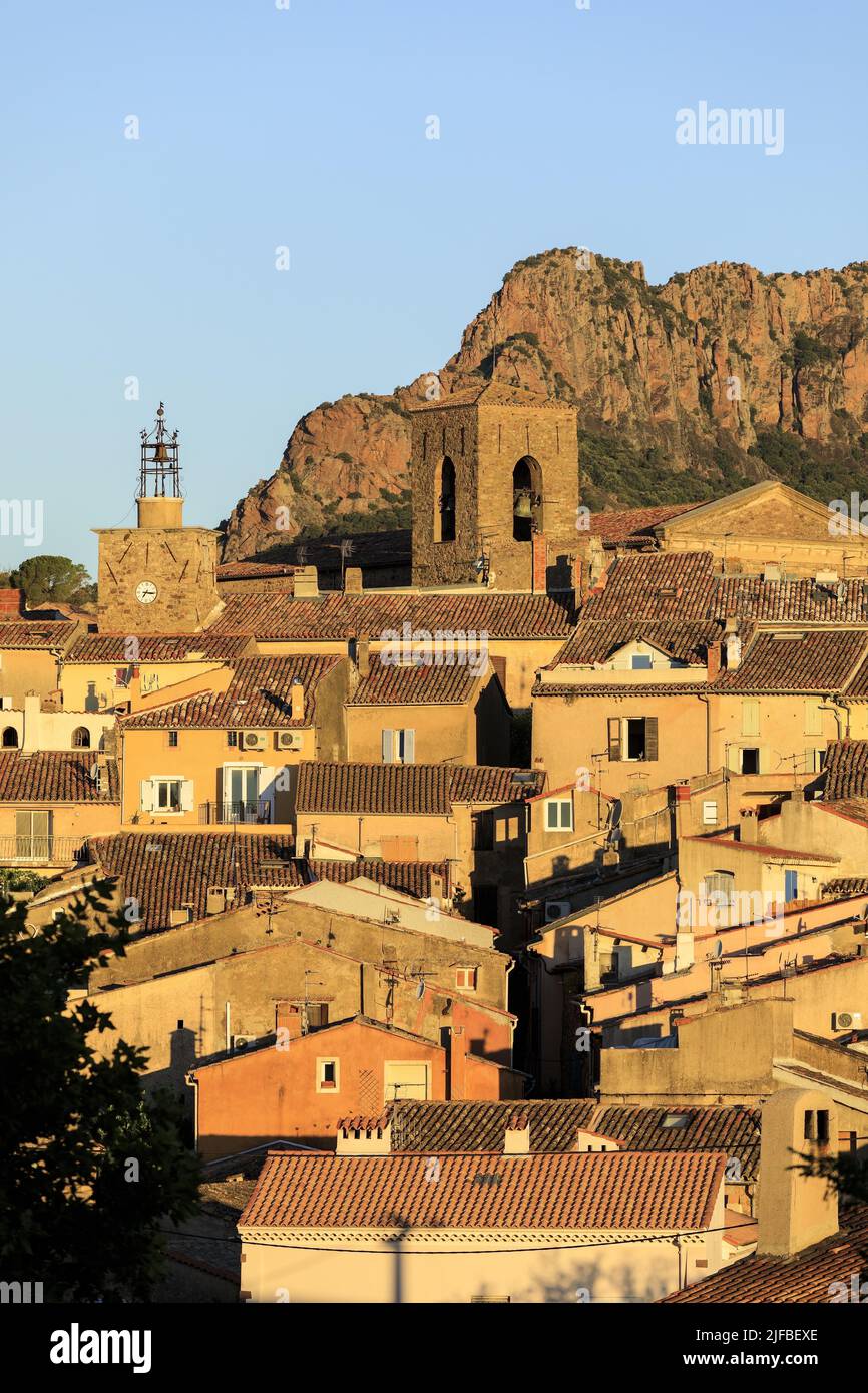 France, Var, Roquebrune sur Argens, view of the village, Saint Pierre ...