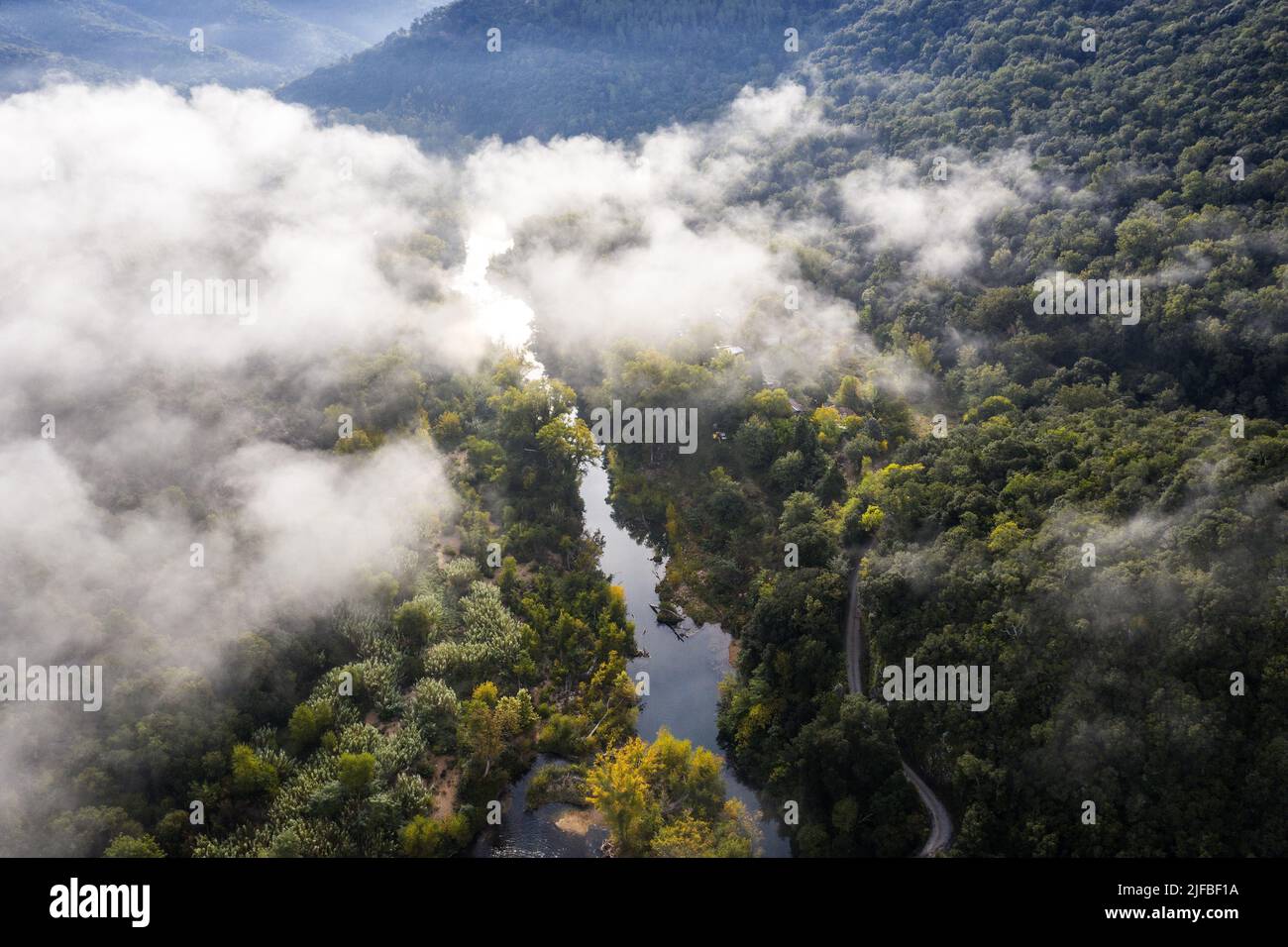 France, Var, Dracenie, Les Arcs sur Argens, L'Argens river (aerial view ...