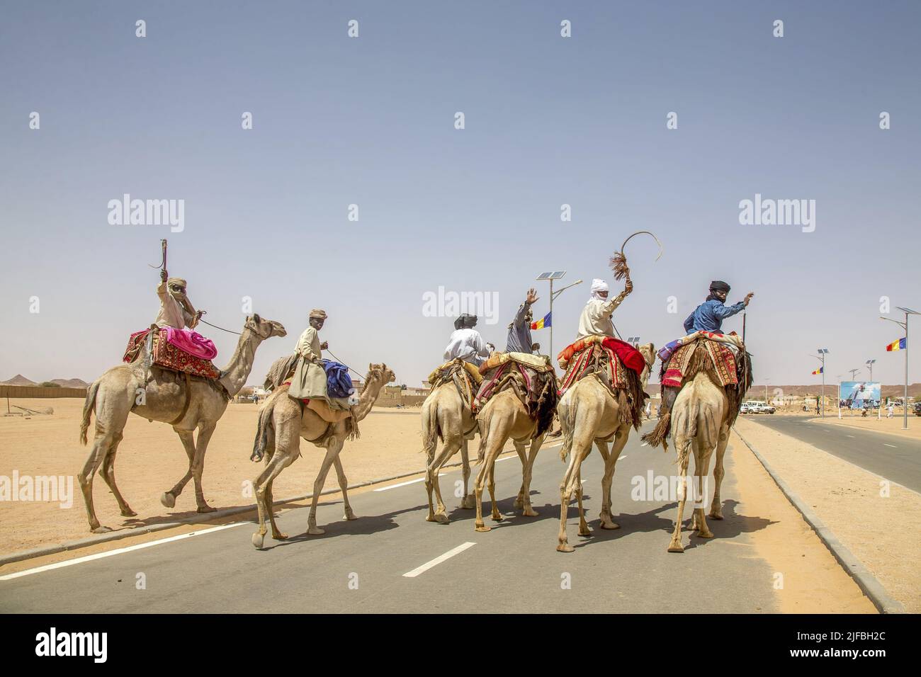 Chad, Ennedi, Wadi Hawar, Amdjarass, native village of Idriss Deby ...