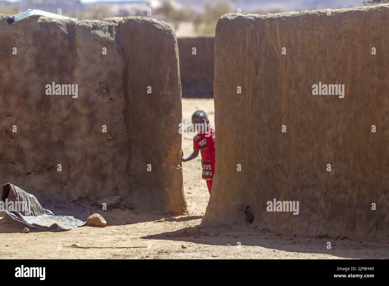 Chad, Ennedi, Wadi Hawar, Amdjarass, native village of Idriss Deby ...