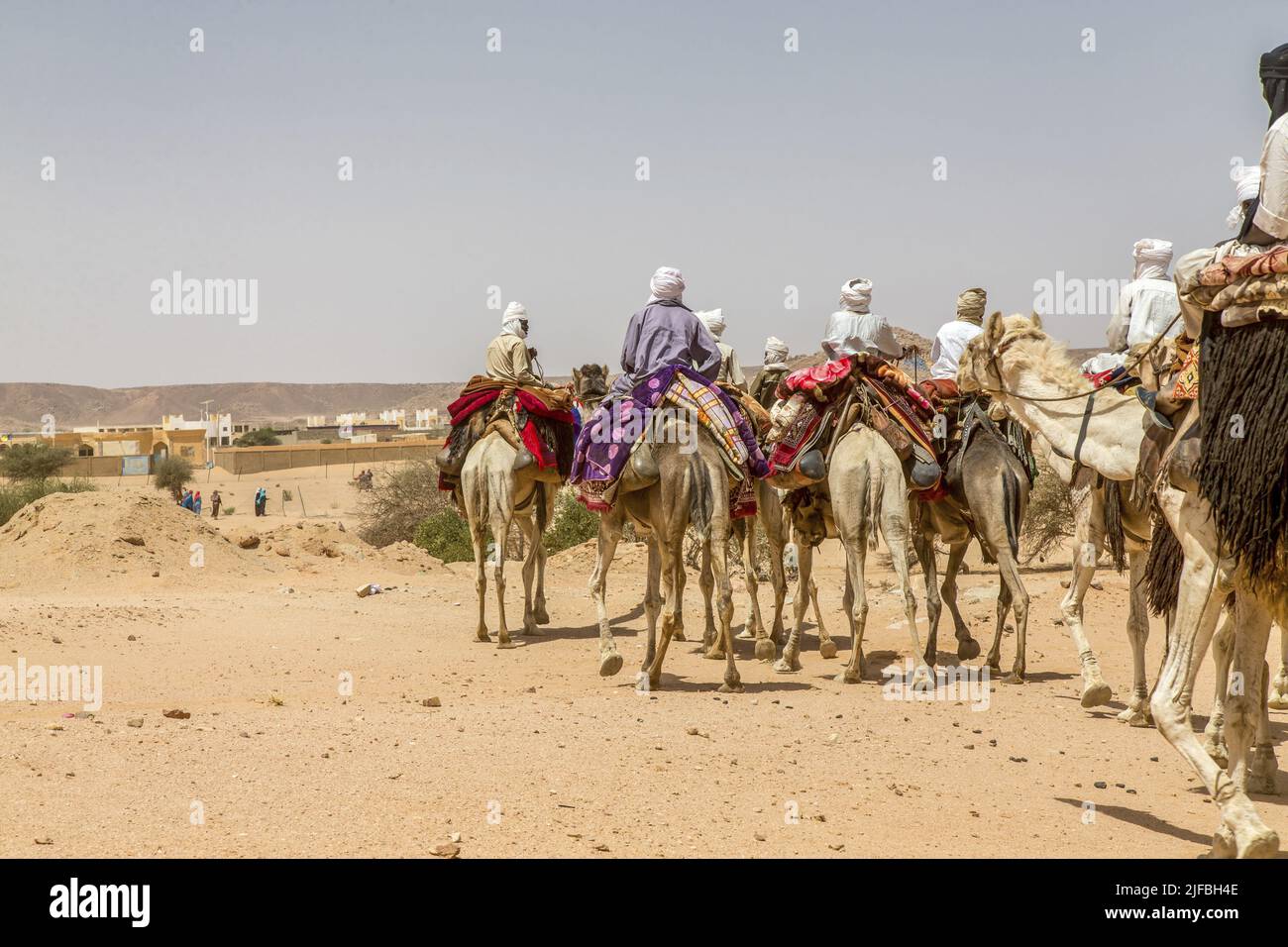Chad, Ennedi, Wadi Hawar, Amdjarass, native village of Idriss Deby ...