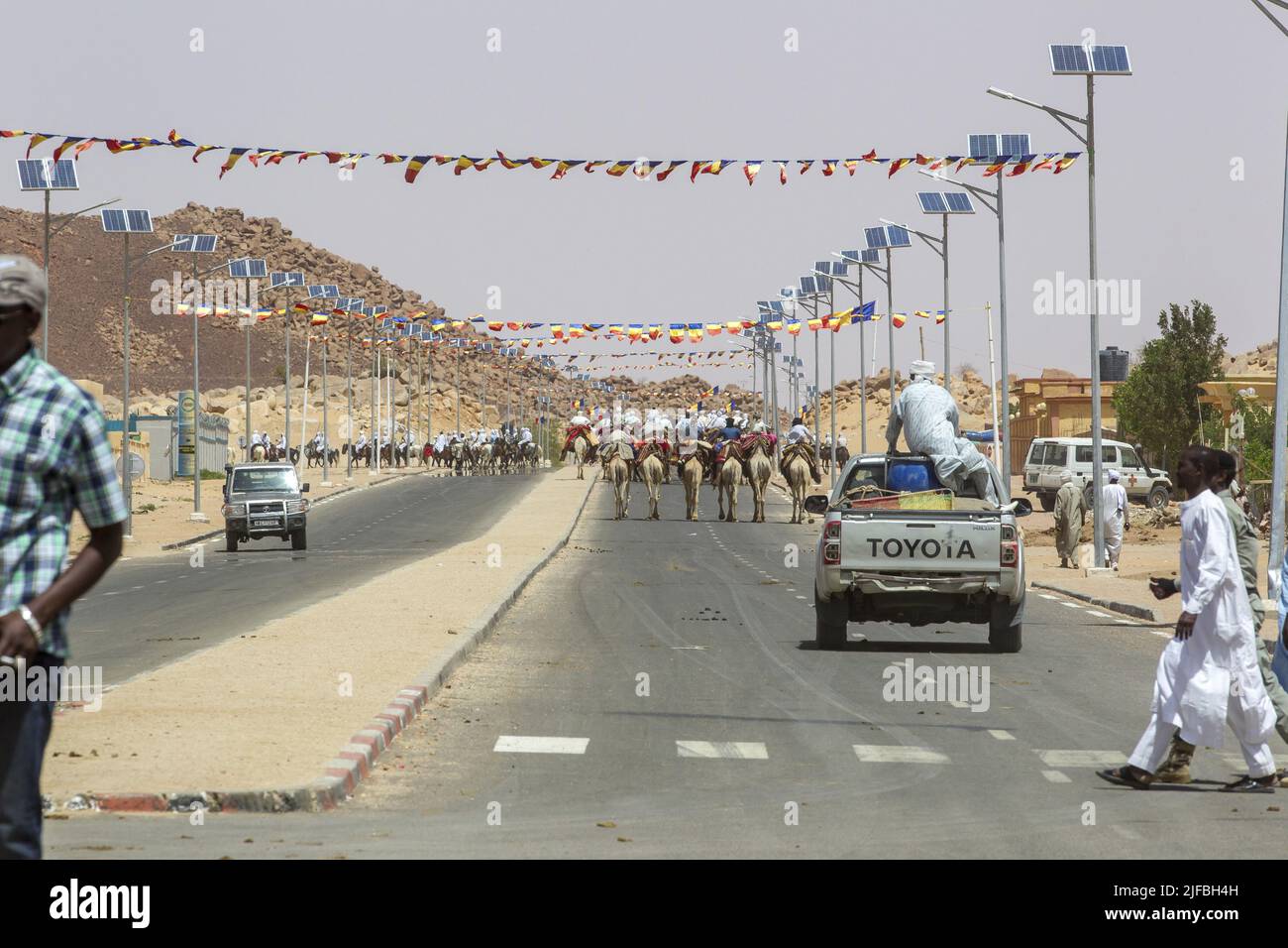 Chad, Ennedi, Wadi Hawar, Amdjarass, native village of Idriss Deby ...