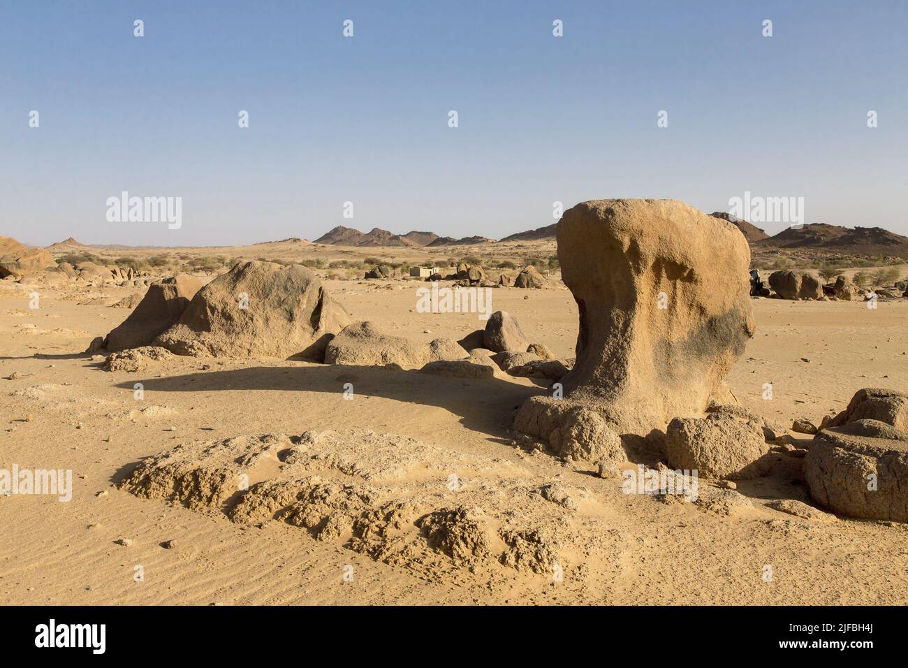 Chad, Ennedi, Wadi Hawar, Amdjarass, native village of Idriss Deby ...