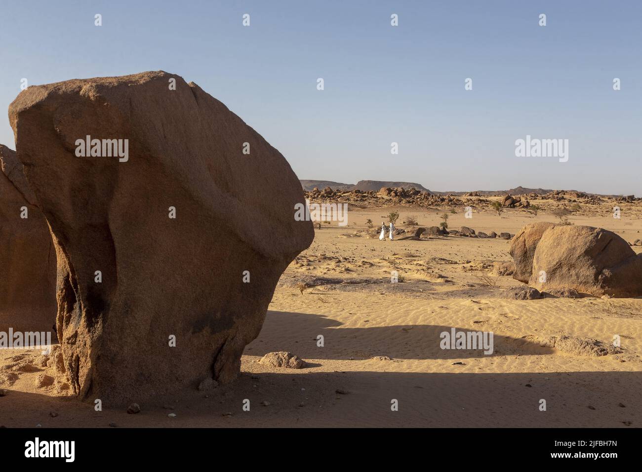 Chad, Ennedi, Wadi Hawar, Amdjarass, native village of Idriss Deby ...