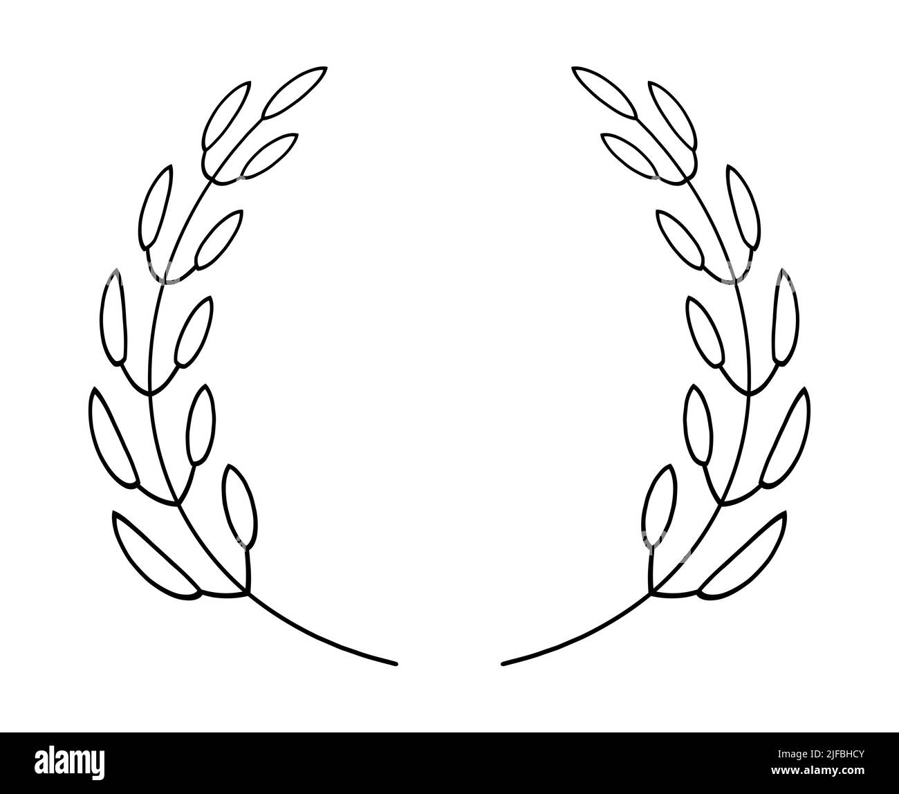 Laurels round border vector in simple line style. Linear circle laurel ...