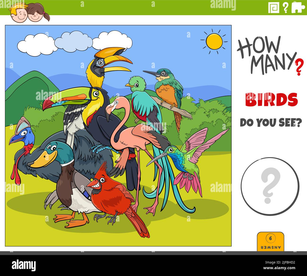 Illustration of educational counting game for children with cartoon ...