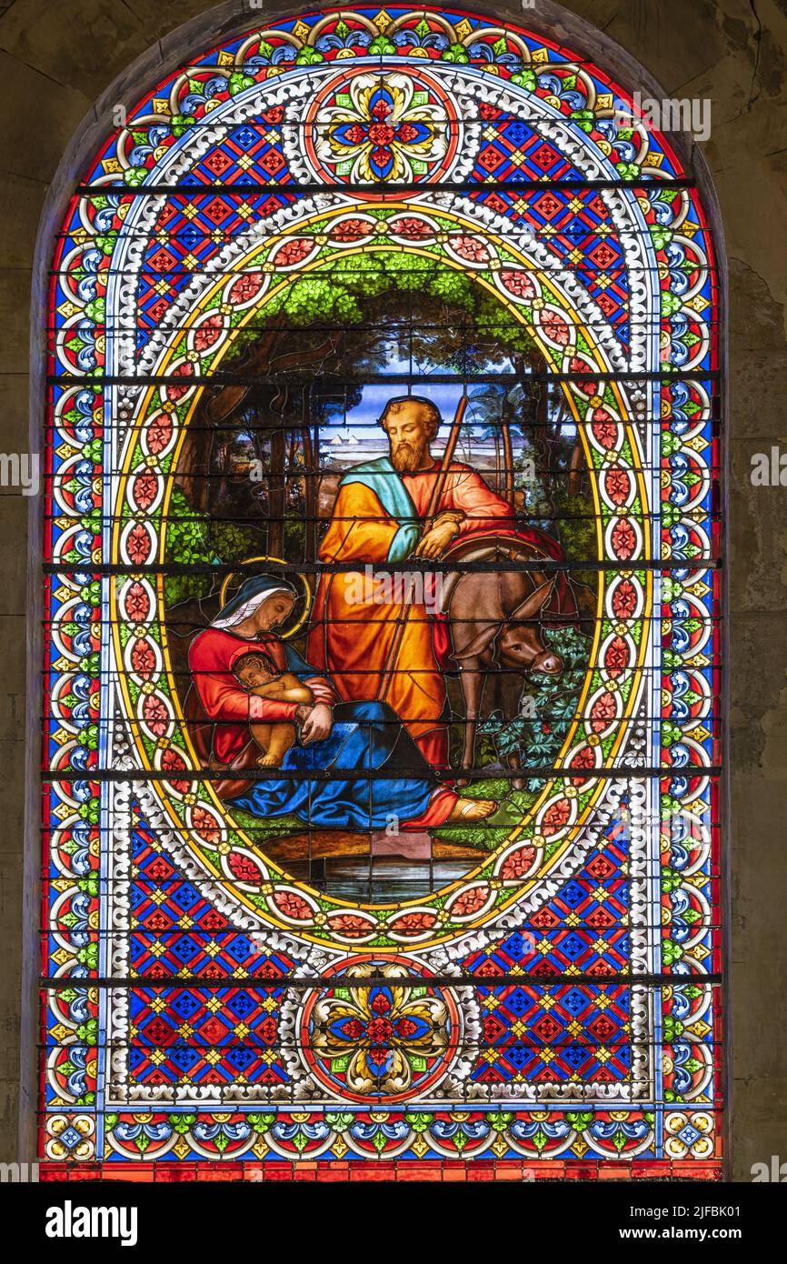 France, Rhone, Givors, Saint-Nicolas church, stained glass windows by ...