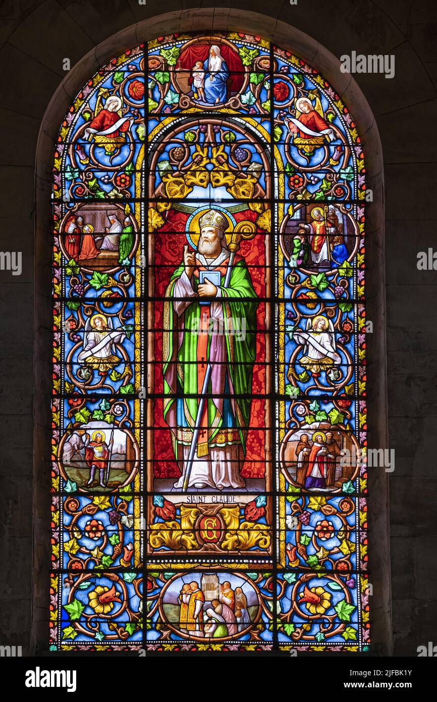 France, Rhone, Givors, Saint-Nicolas church, stained glass windows by ...