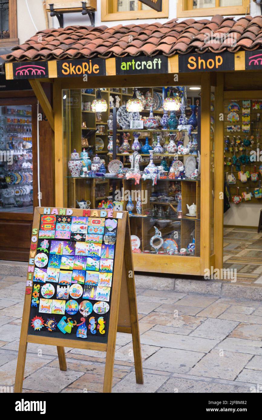 North Macedonia, Skopje, Old Bazaar, street scene, shop Stock Photo - Alamy