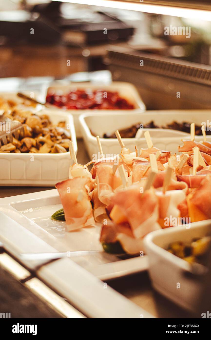 very healthy and delicious food on a weddin Stock Photo - Alamy