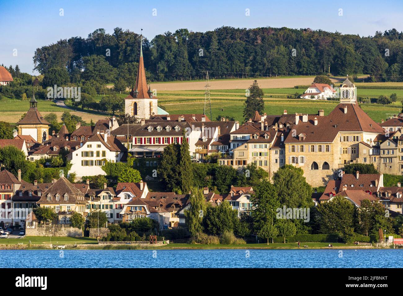 Switzerland, canton of Friborg, Pays des Trois-Lacs, boarding with the ...