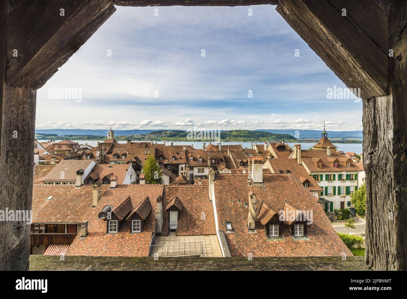 Switzerland, Canton of Fribourg, Pays des Trois-Lacs, medieval and ...