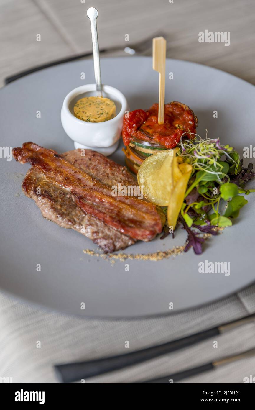 Switzerland, canton of Friborg, Friborg, gourmet restaurant Au Sauvage ...