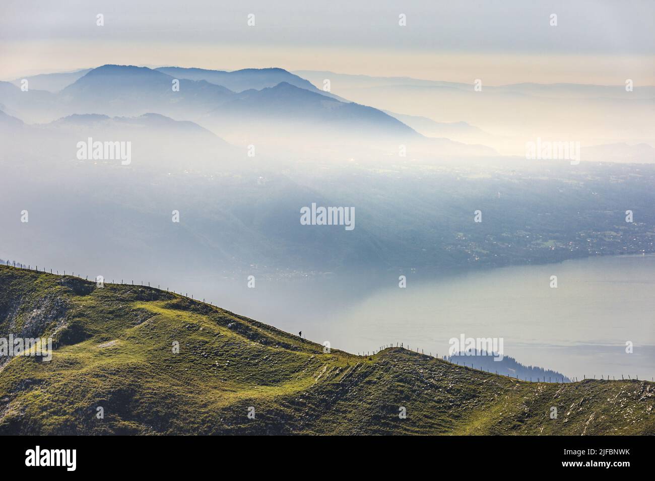 Switzerland, Canton of Friborg, Gruyères, panorama from Mount Moléson ...
