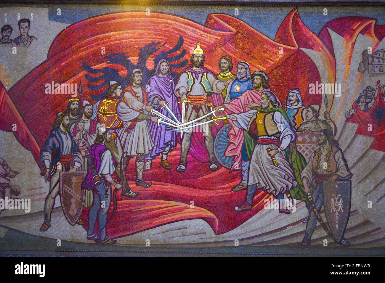 North Macedonia, Skopje, Old Bazaar, street scene, mural Stock Photo ...