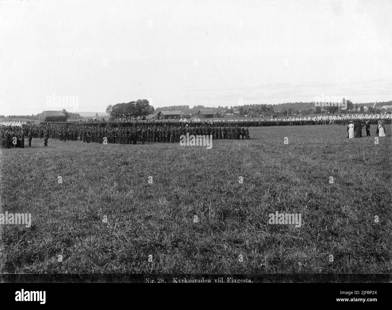 The Life Regiment's grenadiers in 3 lined up in fields during the ...