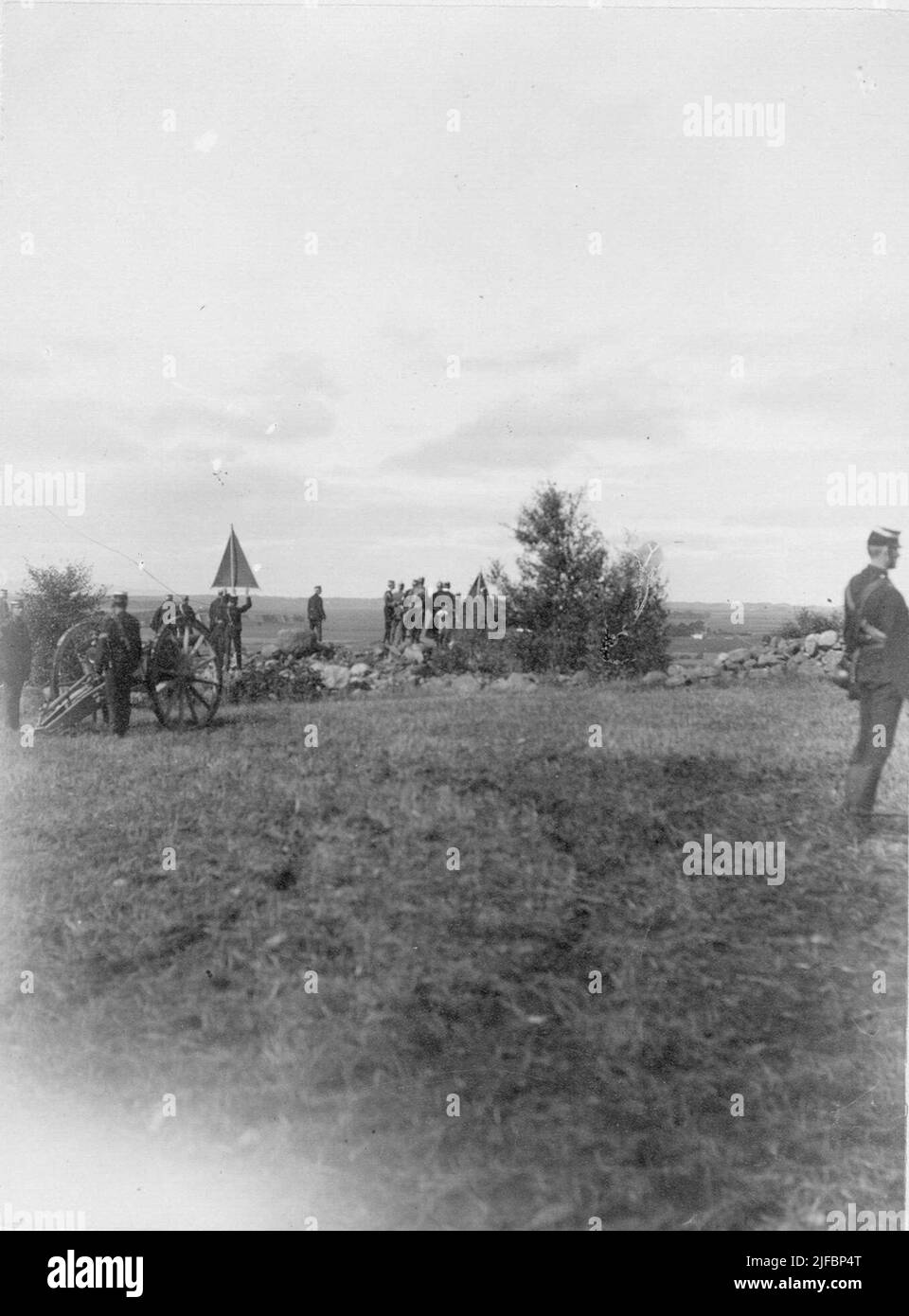 Artillery position at height with 8.4 cm cannon m/1881, in the ...