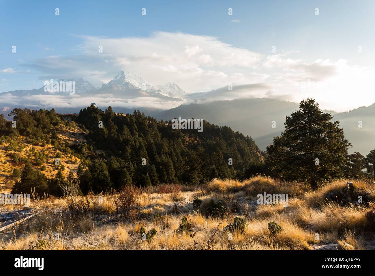 Annapurna range from poon hill hi-res stock photography and images - Alamy
