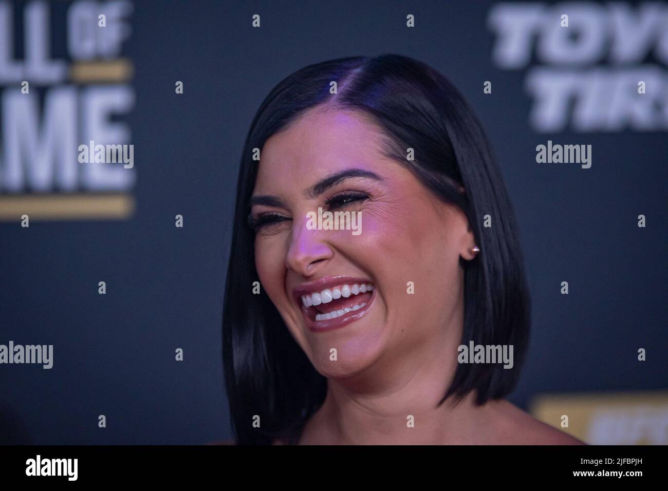 LAS VEGAS, NV - JUNE 30: Megan Olivi addresses the media at the UFC ...