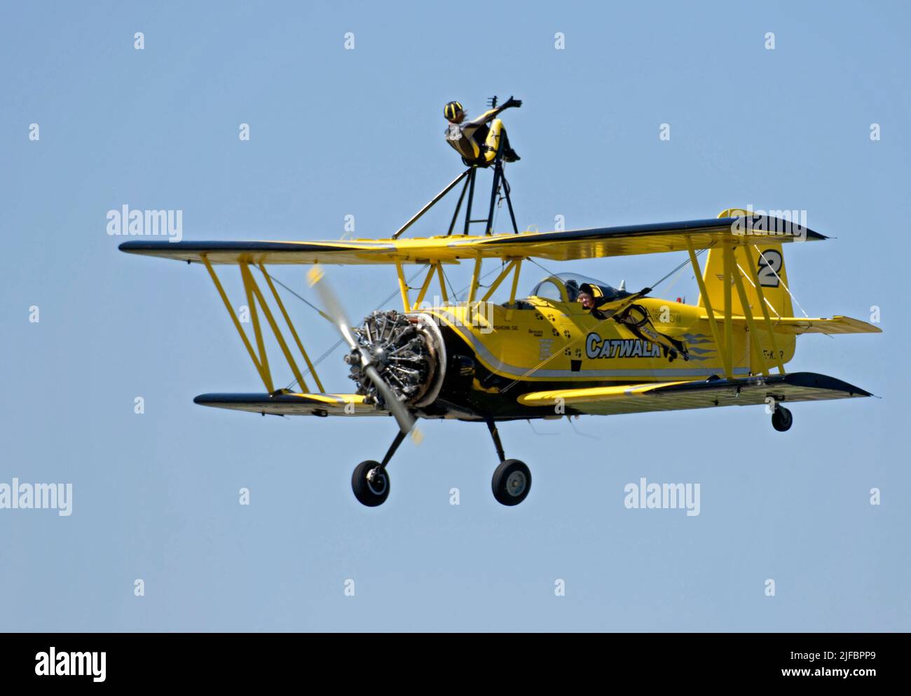 Pitts Python performing wing-walking at Sola Airshow June 2007 Stock ...