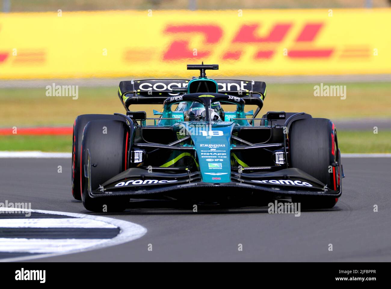 Aston Martin's Lance Stroll in action during the second F1 practice ...