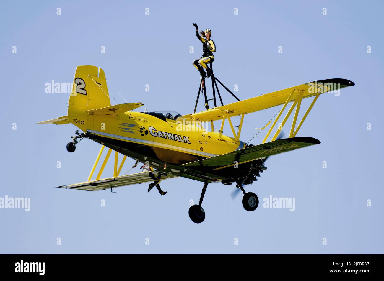 Pitts Python performing wing-walking at Sola Airshow June 2007 Stock ...