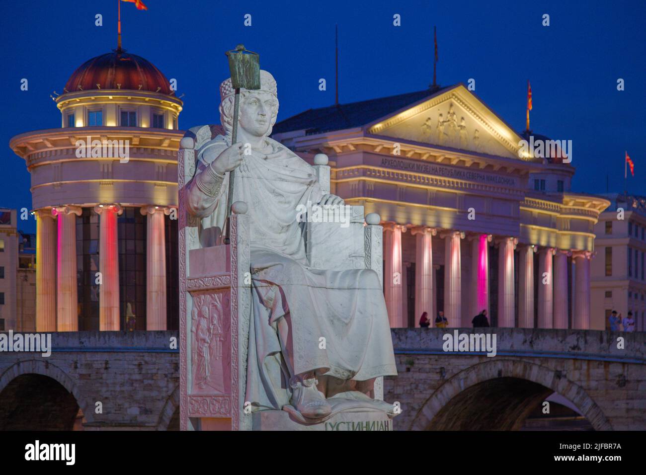 North Macedonia, Skopje, Emperor Justinian statue, Archeological Museum ...