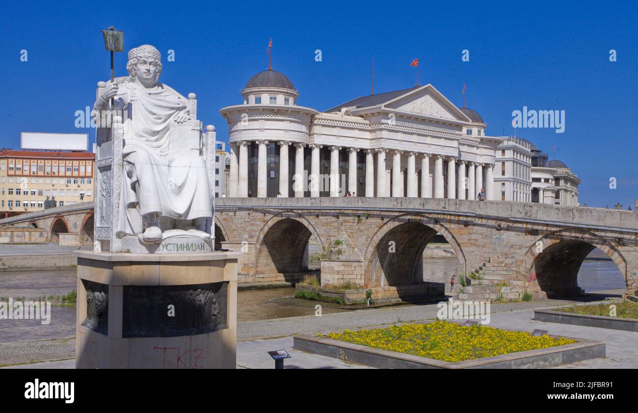 North Macedonia, Skopje, Archeological Museum, Emperor Justinian statue ...