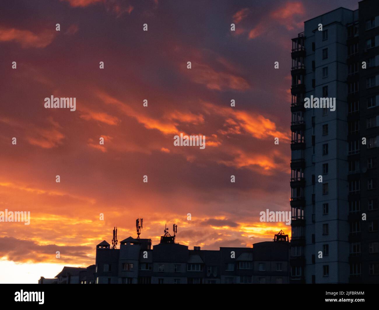 Beautiful orange sunset over city hi-res stock photography and images ...