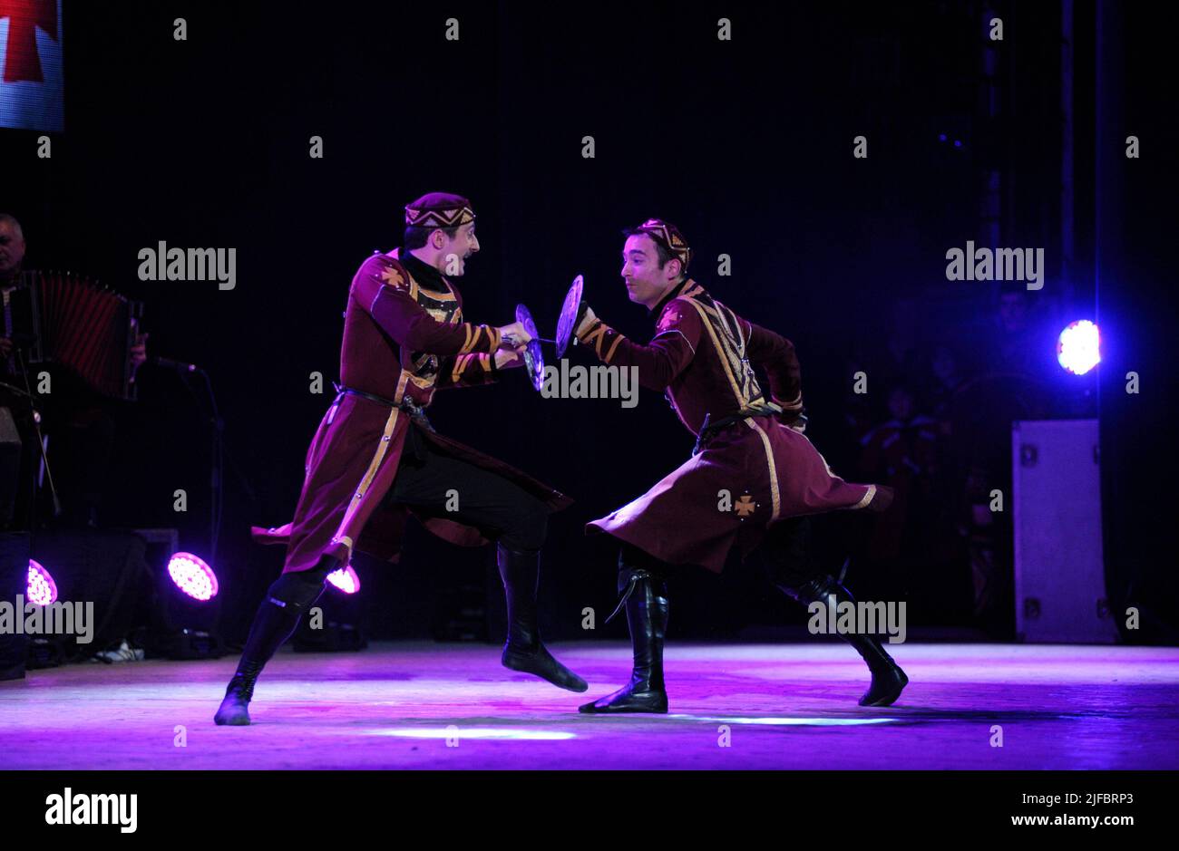 Georgian sword dance. Dancers from famous Georgian dance ensemble ...