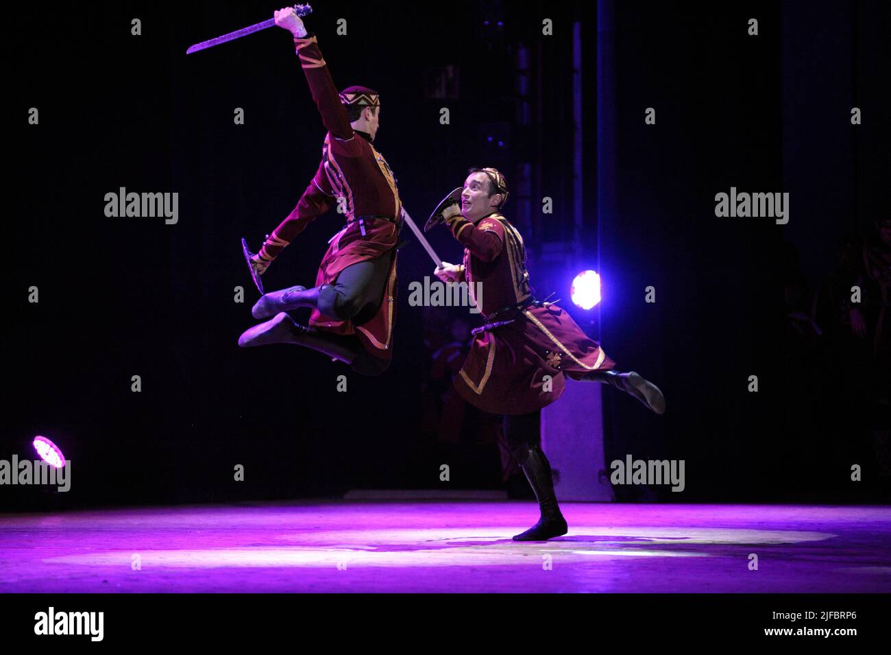 Georgian sword dance. Dancers from famous Georgian dance ensemble ...